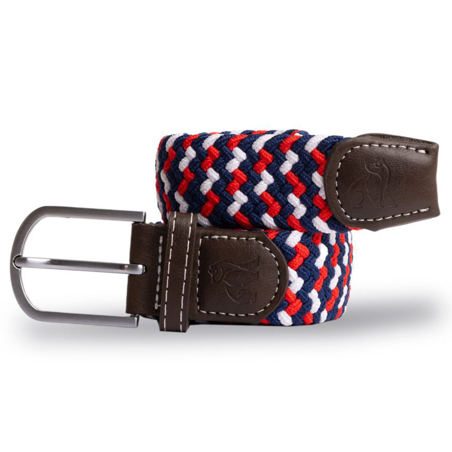 Woven Belt - Red, White and Blue Zigzag · Swole Panda Wholesale